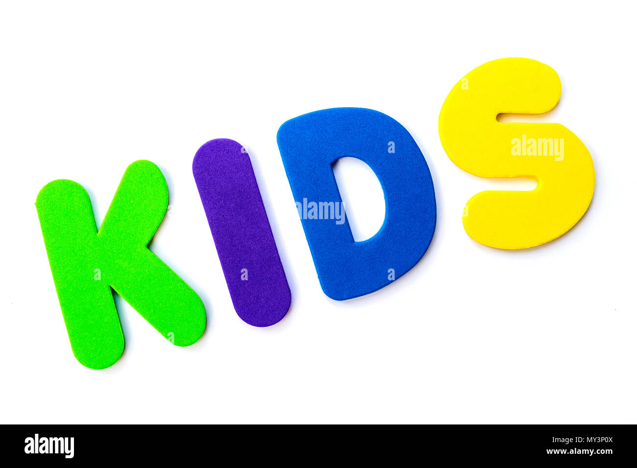 KIDS spelt out with coloured letters Stock Photo - Alamy