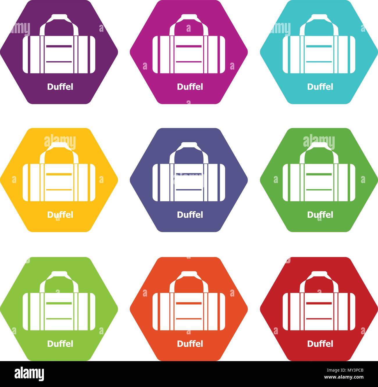 Duffel icons set 9 vector Stock Vector Image & Art - Alamy