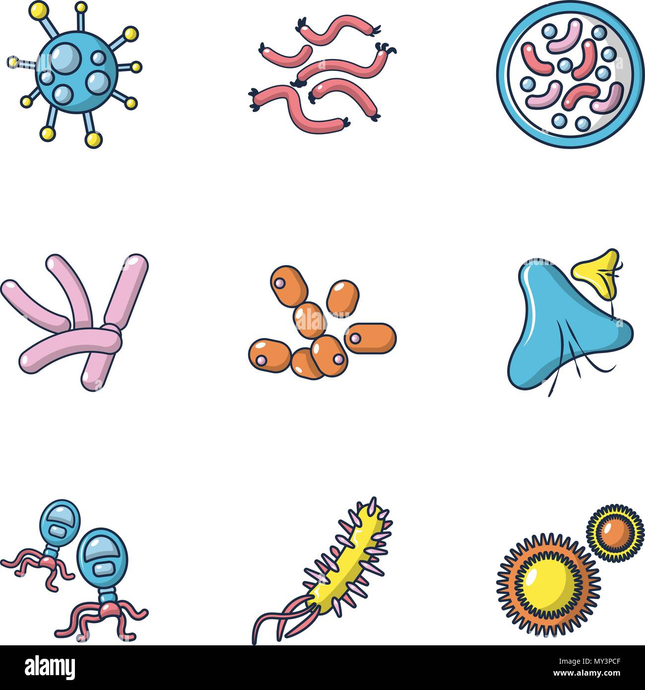 Germ icons set, cartoon style Stock Vector Image & Art - Alamy