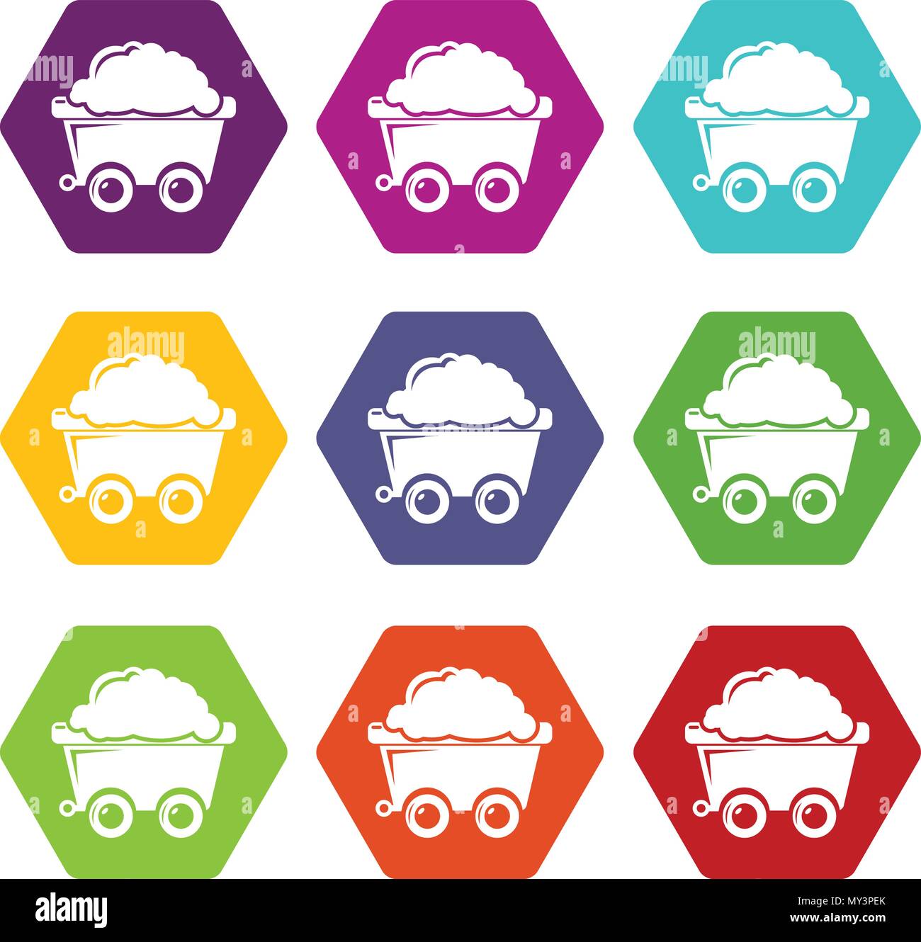 Mining cart icons set 9 vector Stock Vector Image & Art - Alamy