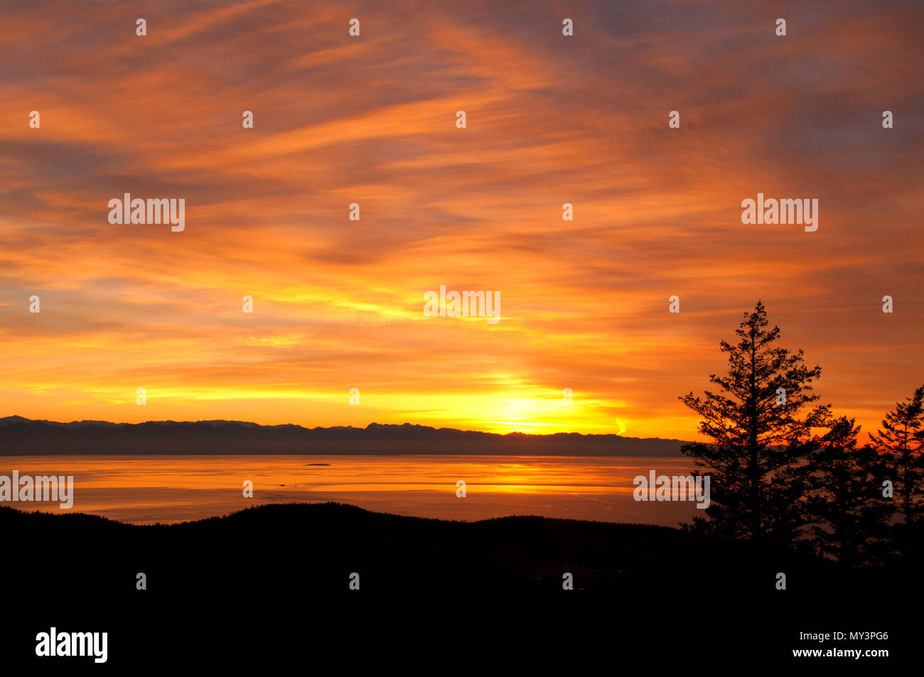 Sunset from Mt Erie, Mt Erie Park, Anacortes, Washington Stock Photo ...