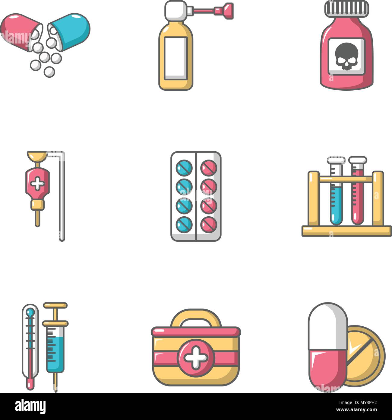 Remedy icons set, cartoon style Stock Vector Image & Art - Alamy