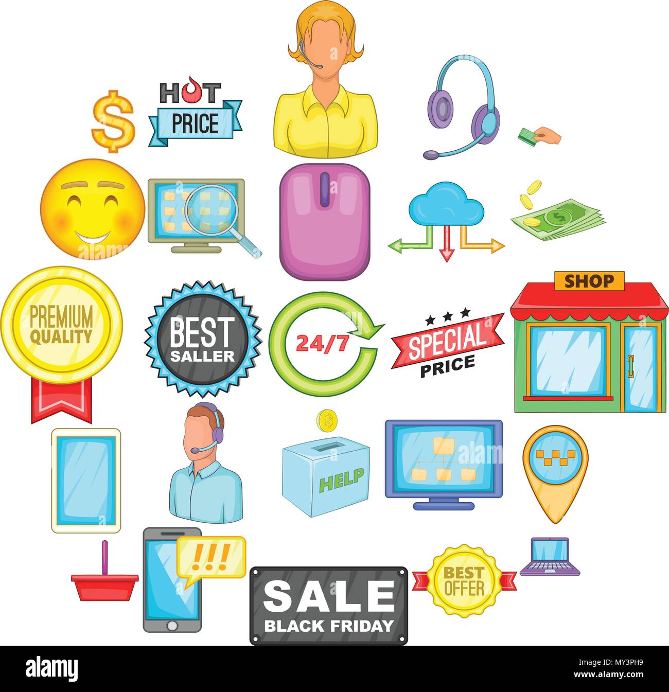 Online sale icons set, cartoon style Stock Vector Image & Art - Alamy