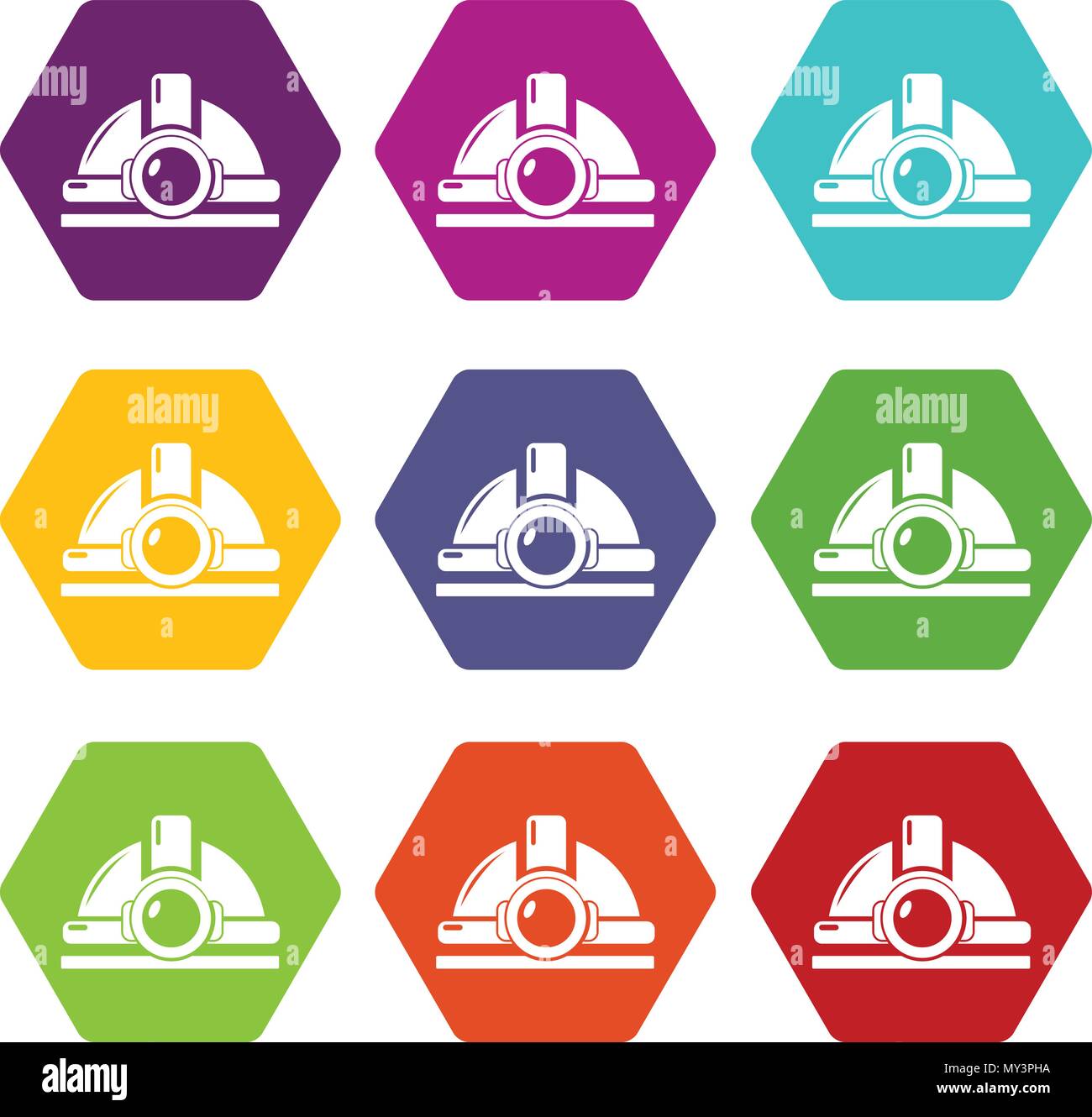 Mining helmet icons set 9 vector Stock Vector Image & Art - Alamy
