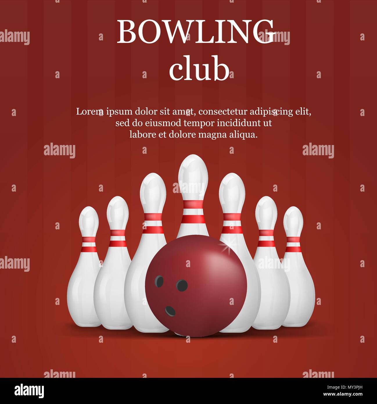 Bowling club concept background, realistic style Stock Vector Image ...