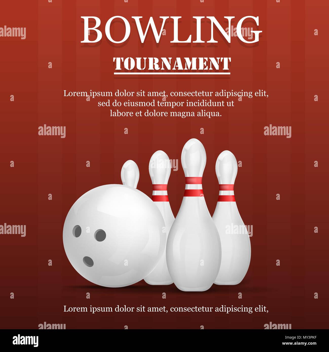 Bowling tournament concept background, realistic style Stock Vector ...
