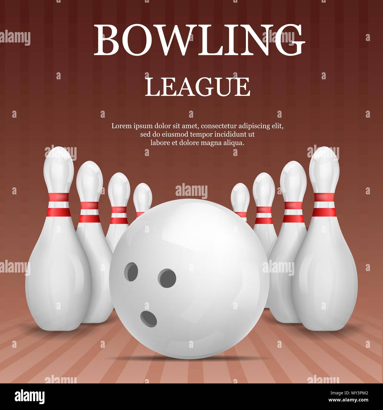 Bowling league concept background, realistic style Stock Vector Image ...