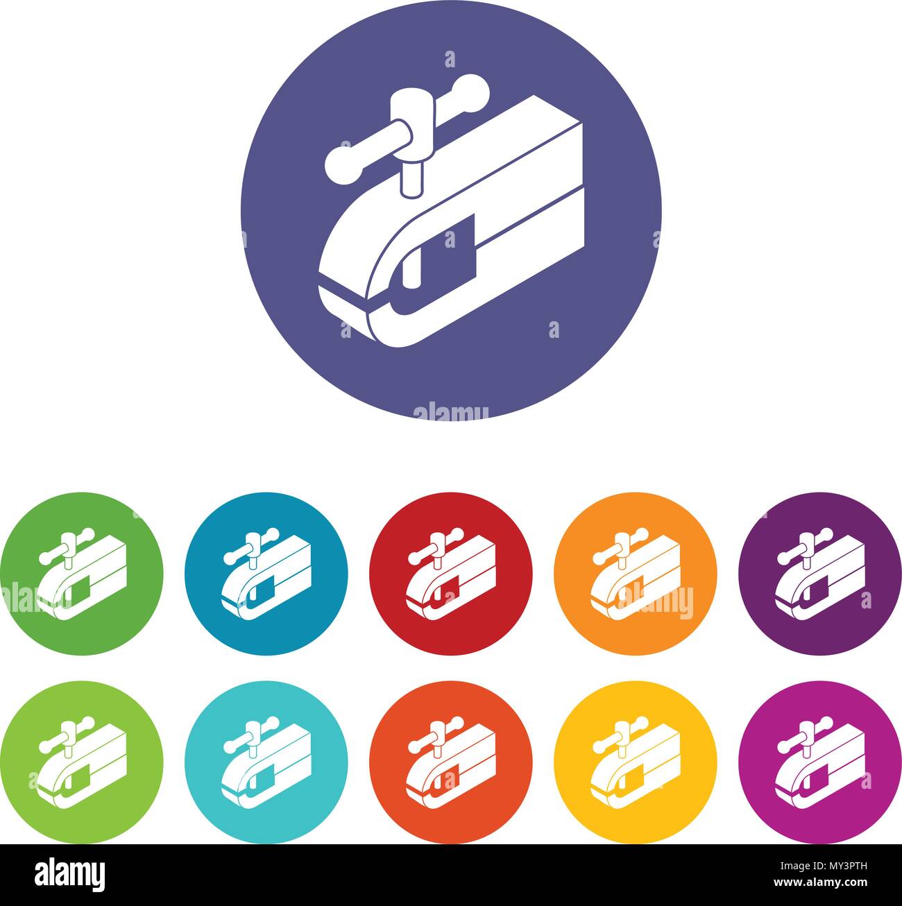 Clamping machine icons set vector color Stock Vector Image & Art - Alamy