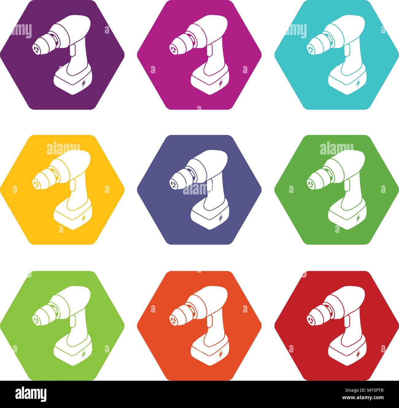 Cordless drill icons set 9 vector Stock Vector Image & Art - Alamy