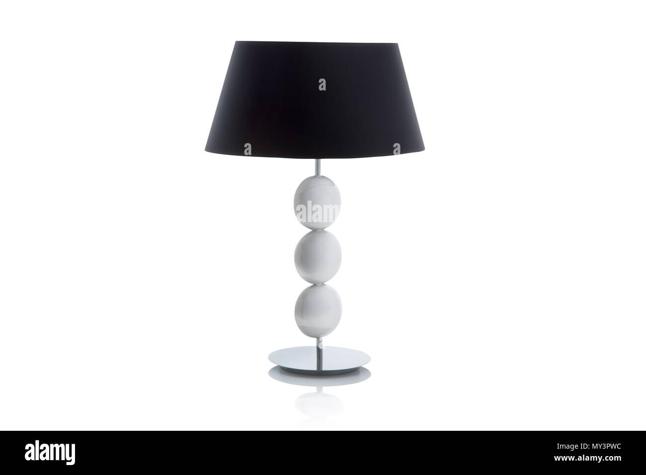 Modern table lamp with small white lampshade isolated Stock Photo - Alamy