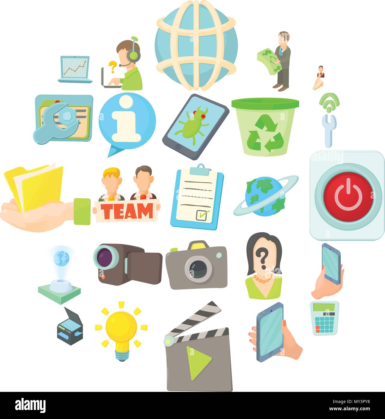 Geek icons set, cartoon style Stock Vector Image & Art - Alamy