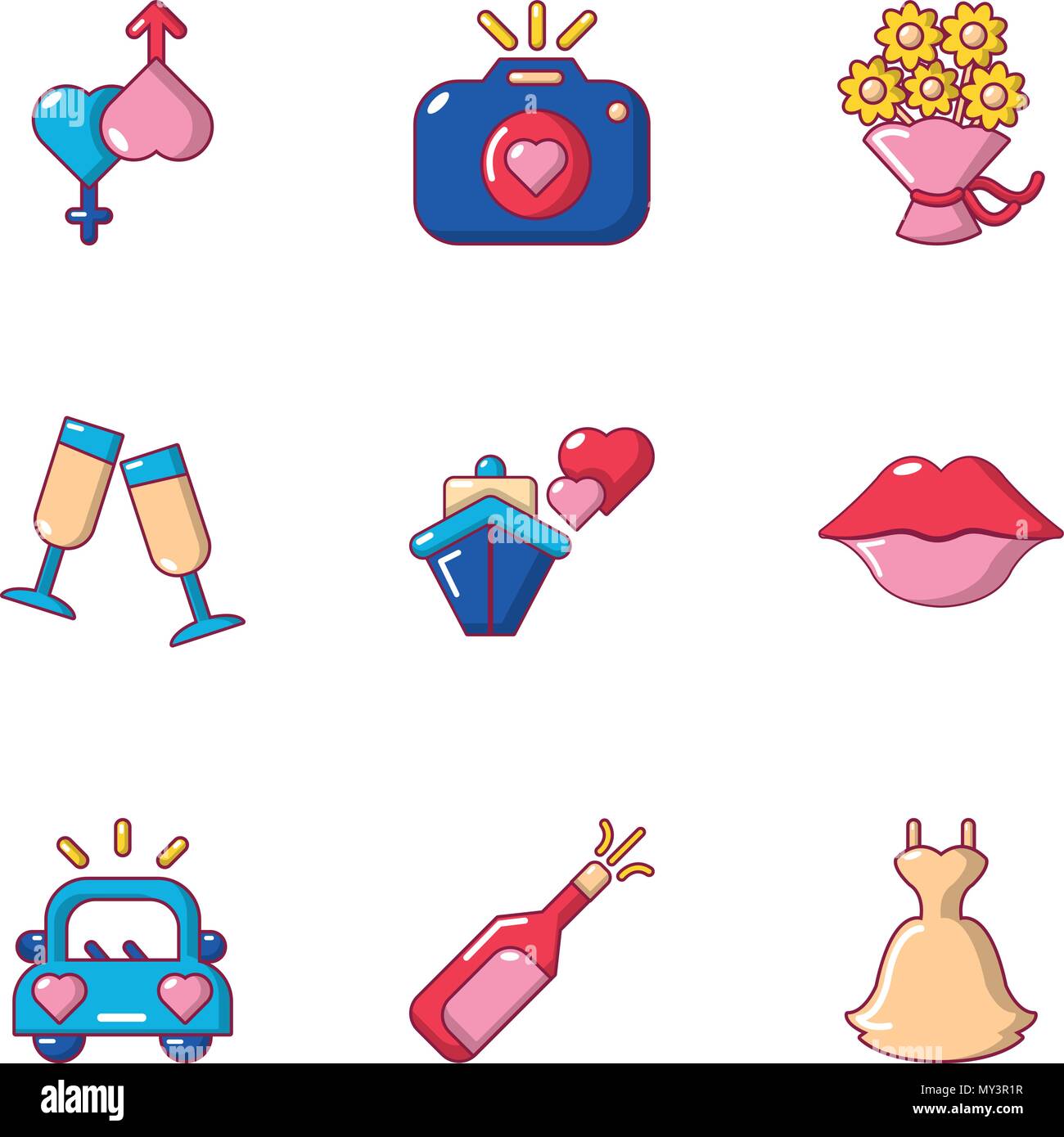 Romantic setting icons set, cartoon style Stock Vector Image & Art - Alamy