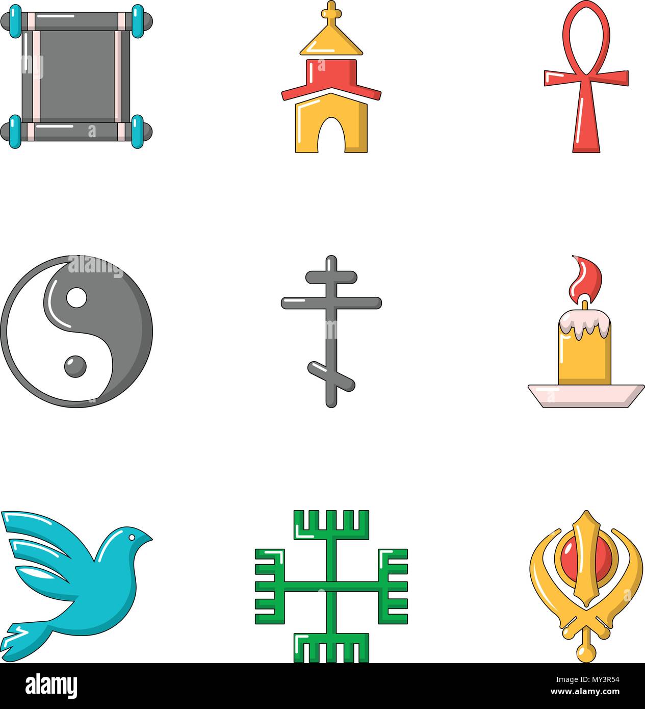 Asian style icons set, cartoon style Stock Vector Image & Art - Alamy