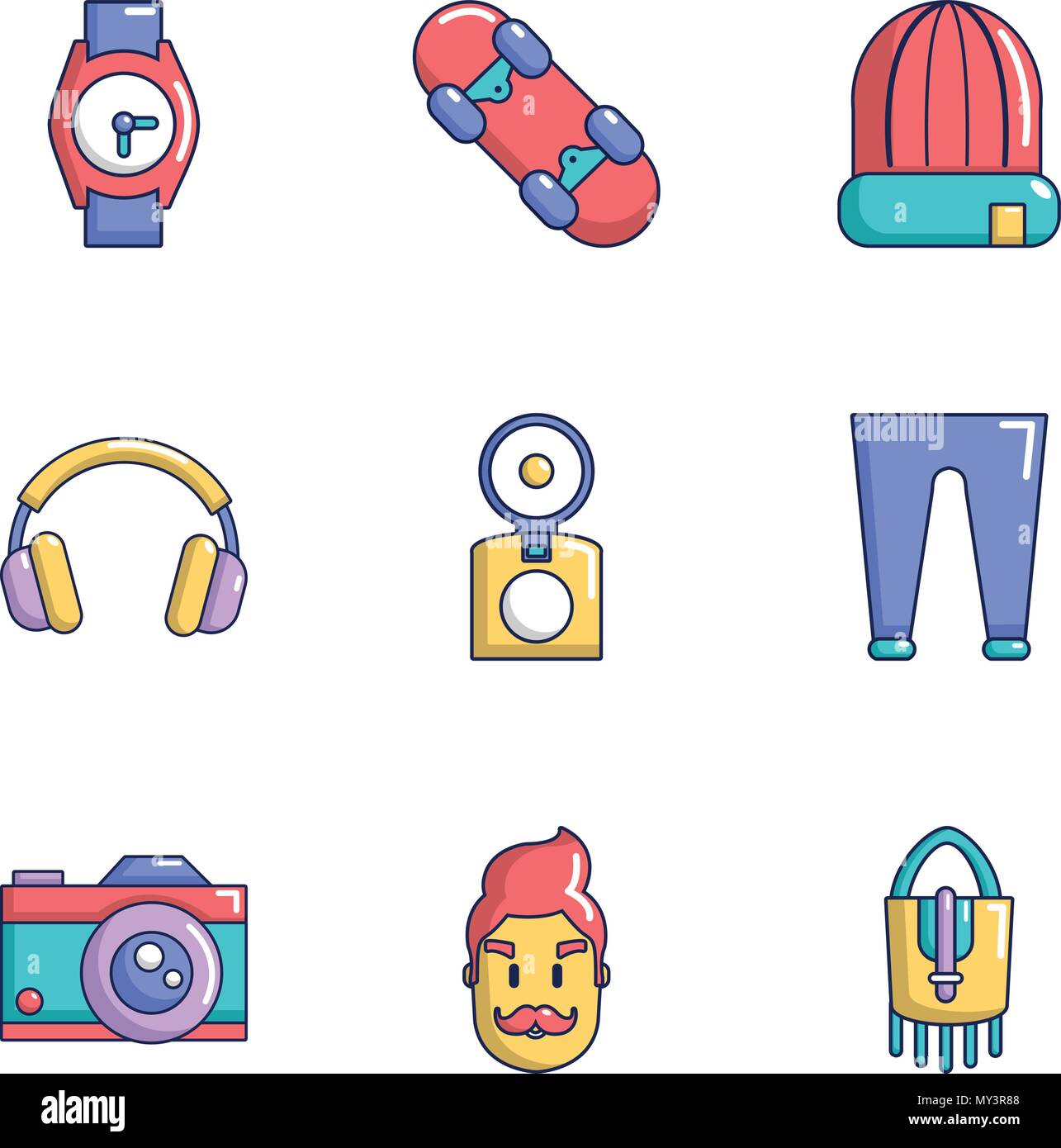 Street life icons set, cartoon style Stock Vector Image & Art - Alamy