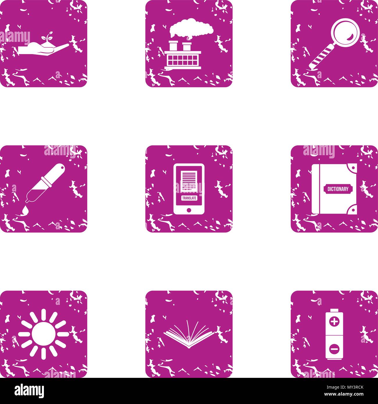 Measurement environment icons set, grunge style Stock Vector Image ...