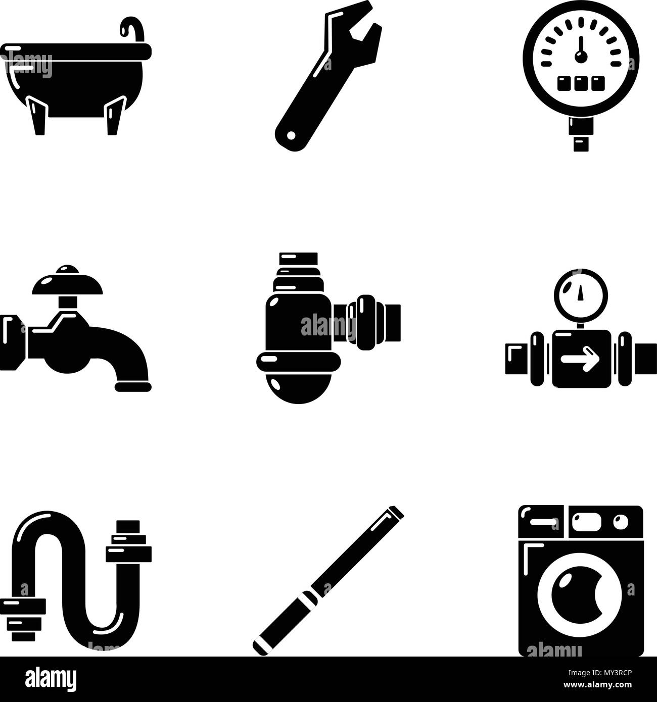 Plumbing icons set, simple style Stock Vector Image & Art - Alamy