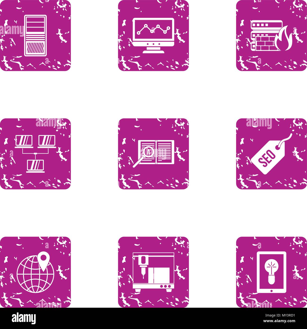 Full server icons set, grunge style Stock Vector Image & Art - Alamy