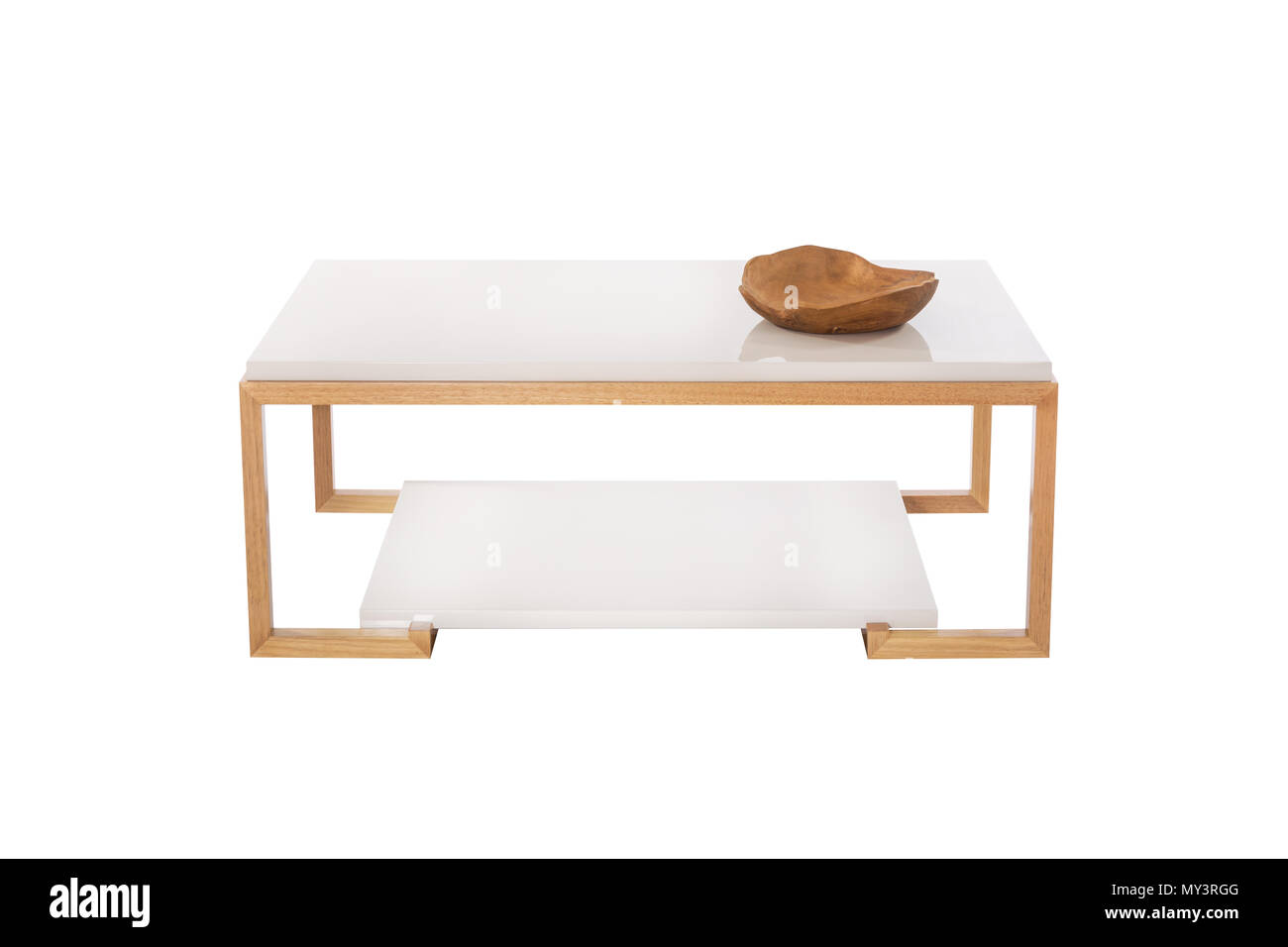 little table white and wood isolated on white background Stock Photo ...