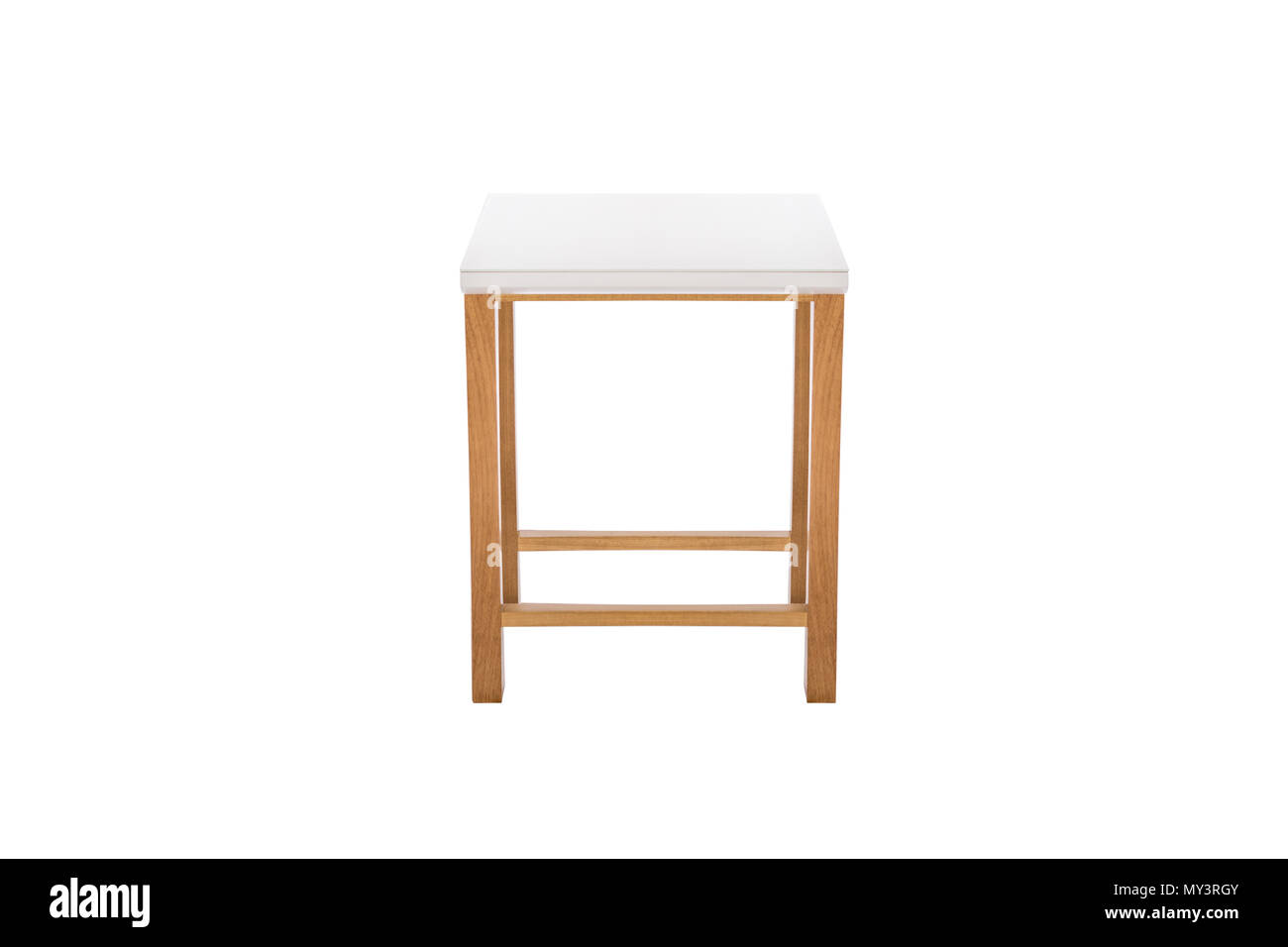 little table white and wood isolated on white background Stock Photo ...