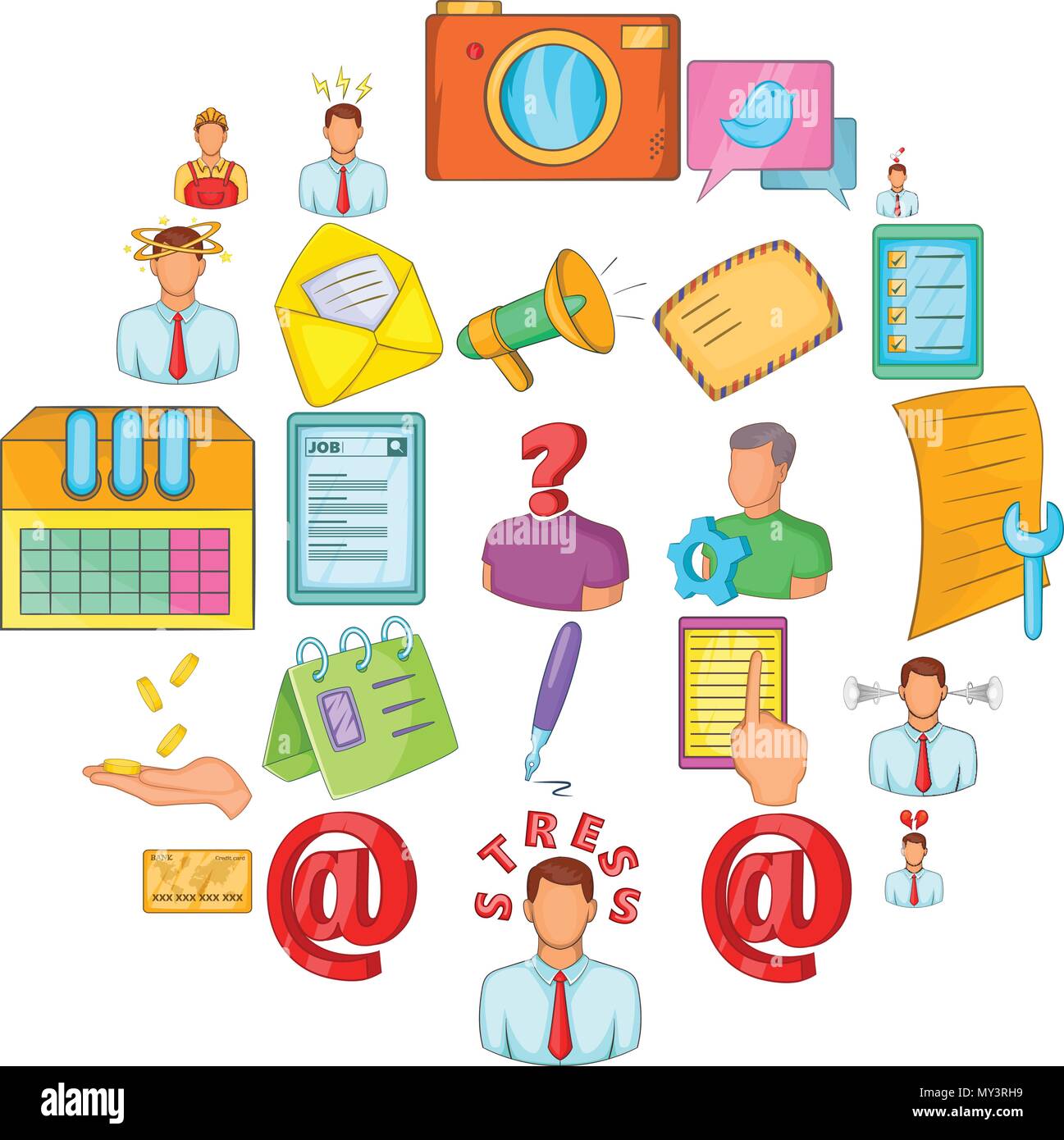 Remote work icons set, cartoon style Stock Vector Image & Art - Alamy