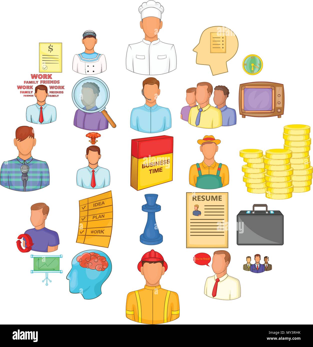 Employ icons set, cartoon style Stock Vector Image & Art - Alamy