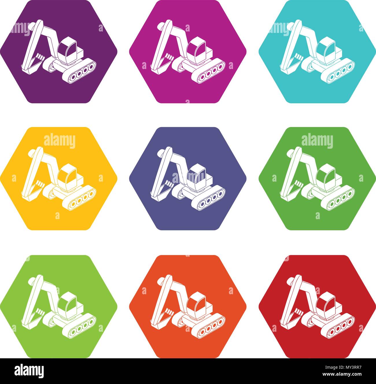 Excavator icons set 9 vector Stock Vector Image & Art - Alamy