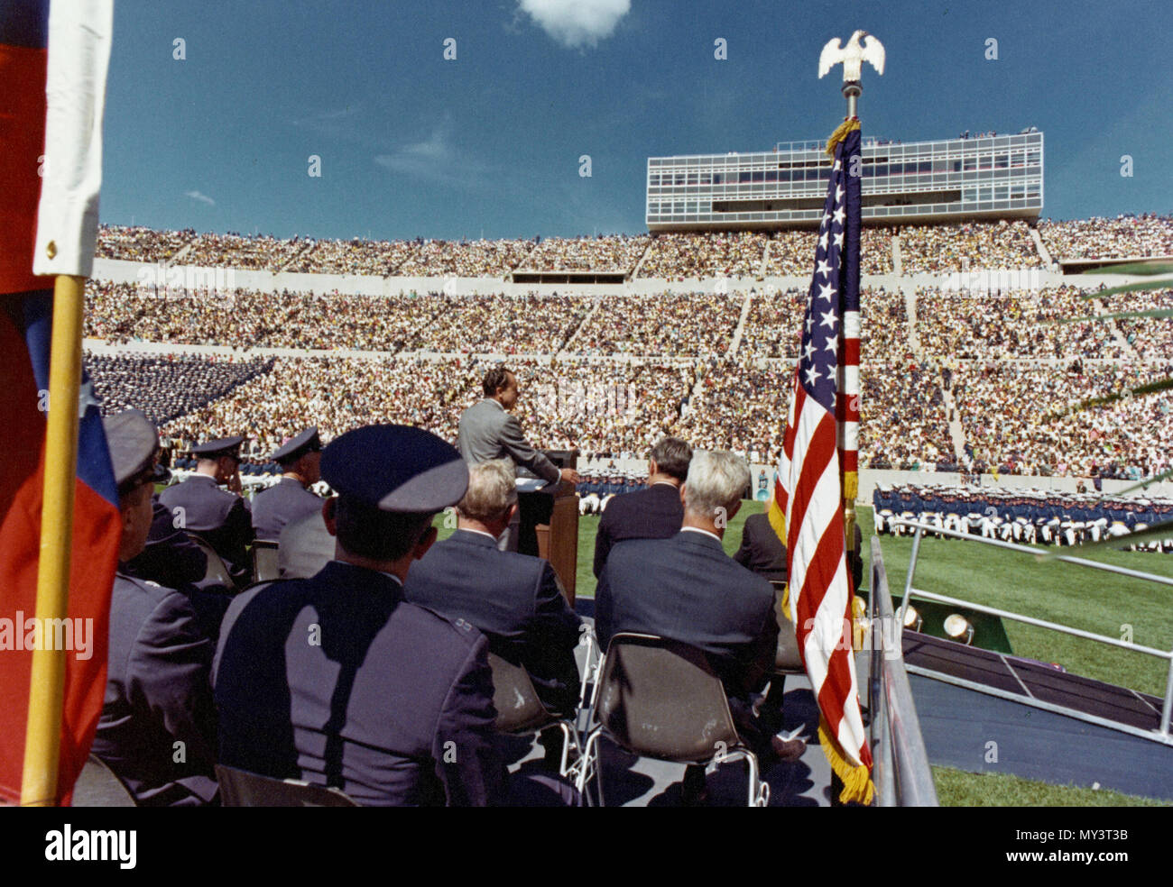 Commencement speech by Richrd Nixon at Air Force Academy Stock Photo ...