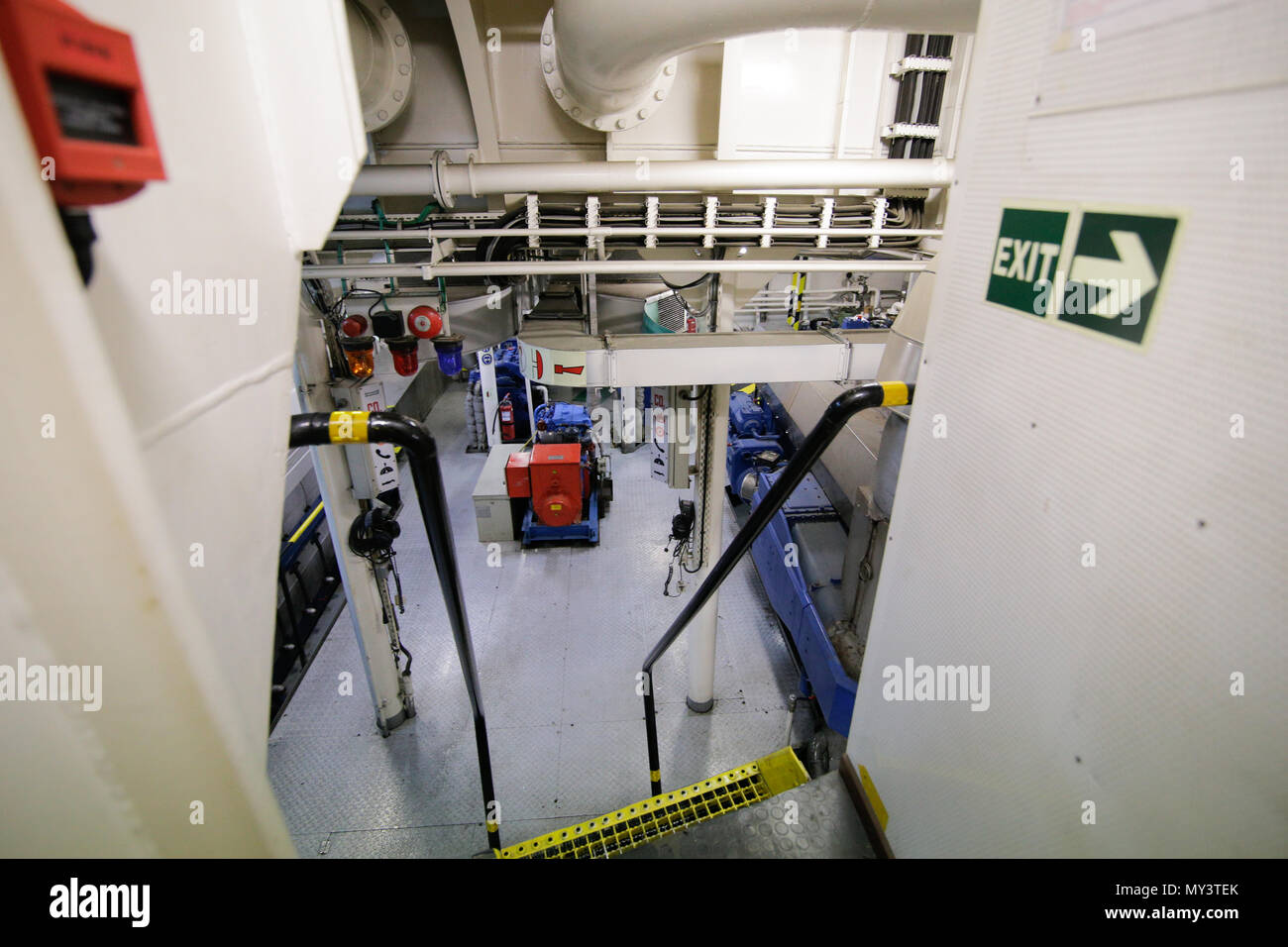 CONSTANTA, ROMANIA - MAY 19, 2018: Details from a tug boat engine rooms ...