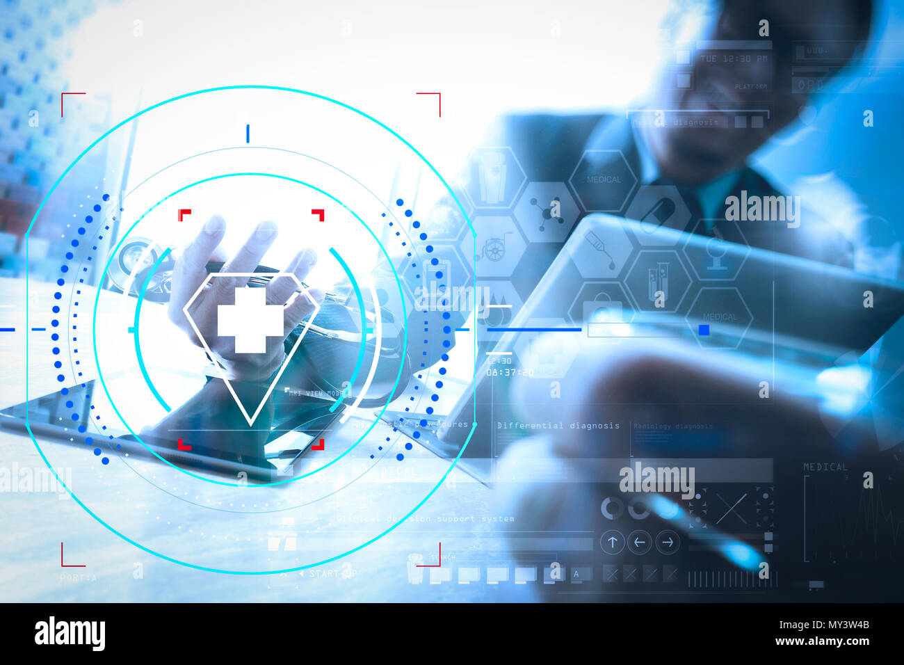 Health care and medical services with circular AR diagram.Medical ...
