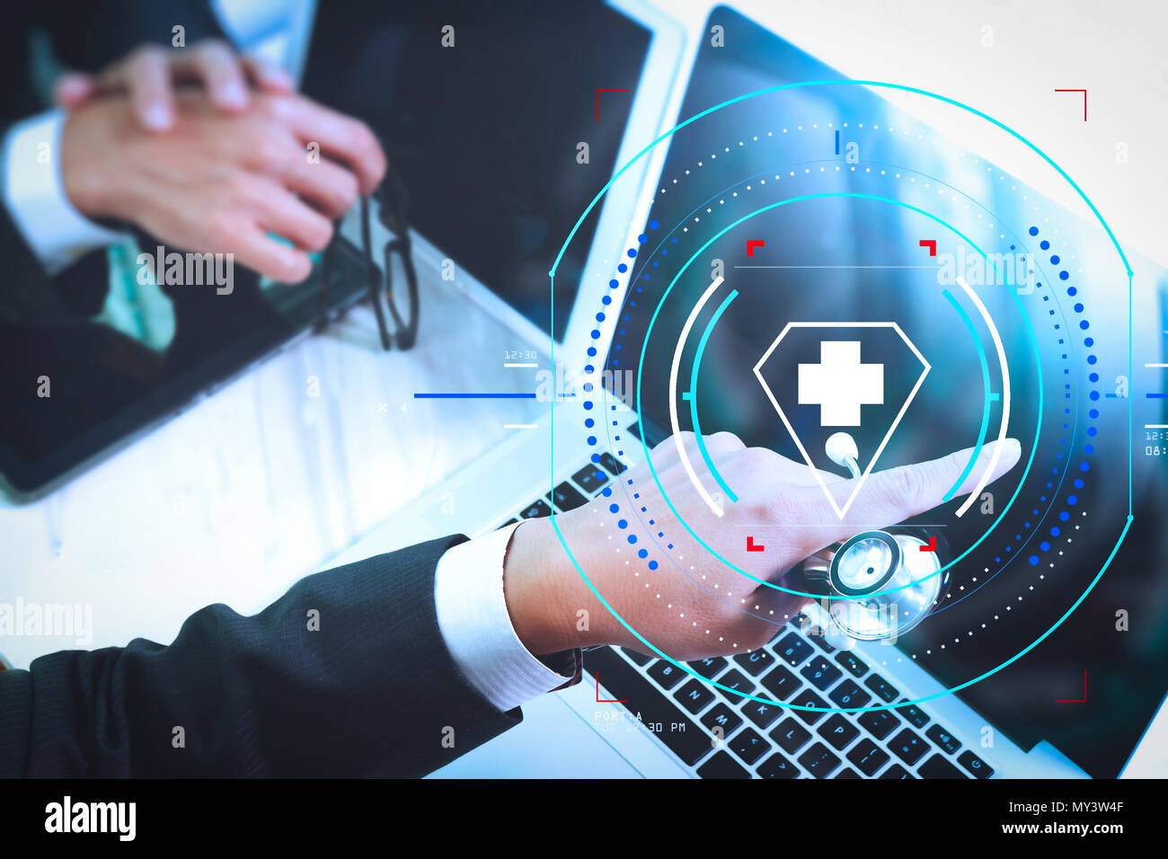 Health care and medical services with circular AR diagram.Medical ...