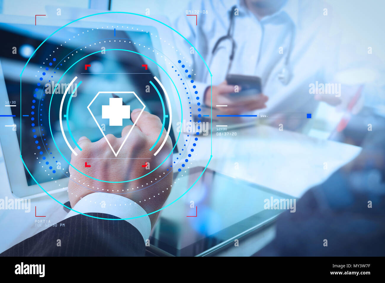 Health care and medical services with circular AR diagram.Medical ...