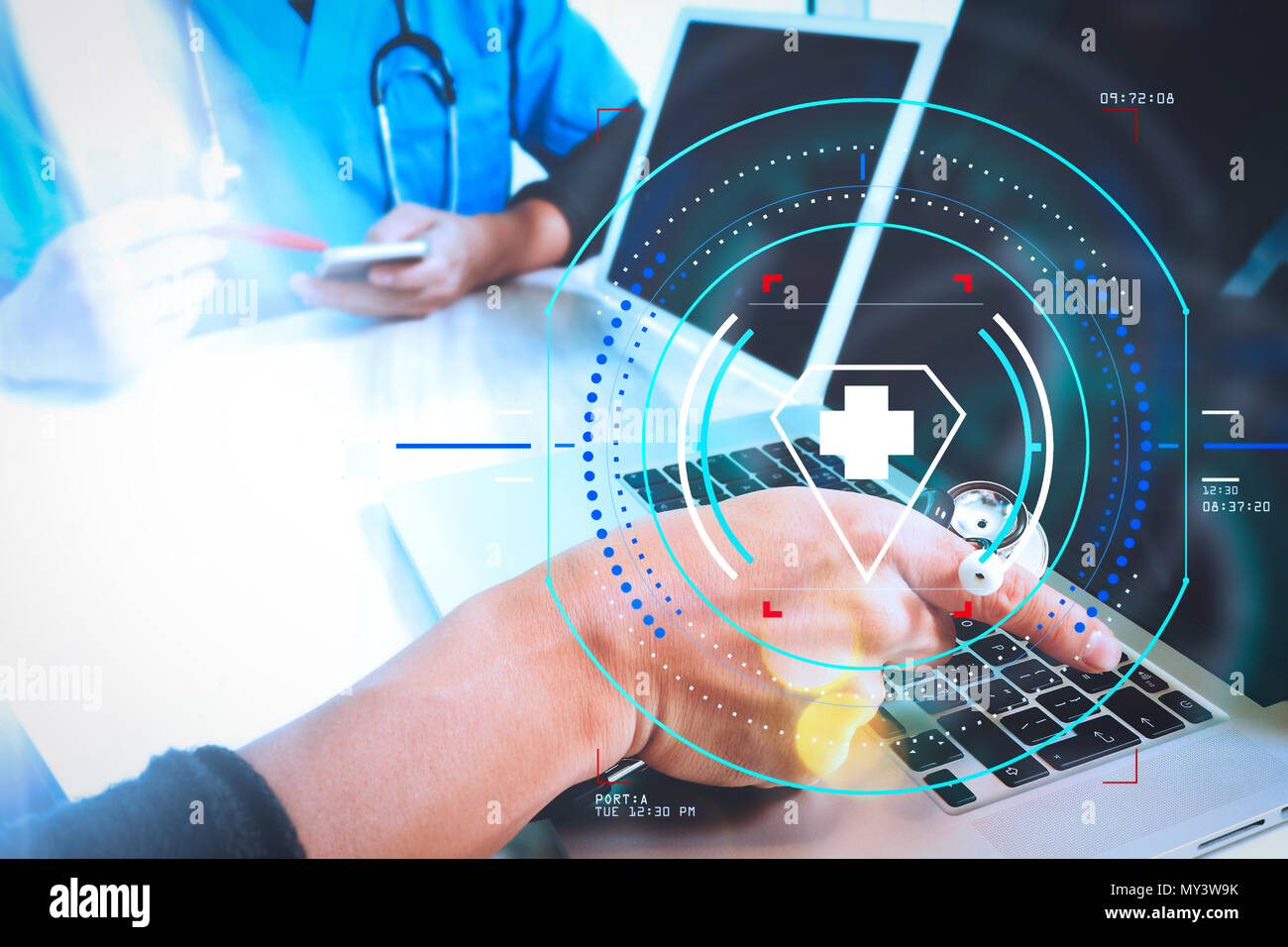Health care and medical services with circular AR diagram.Medical ...