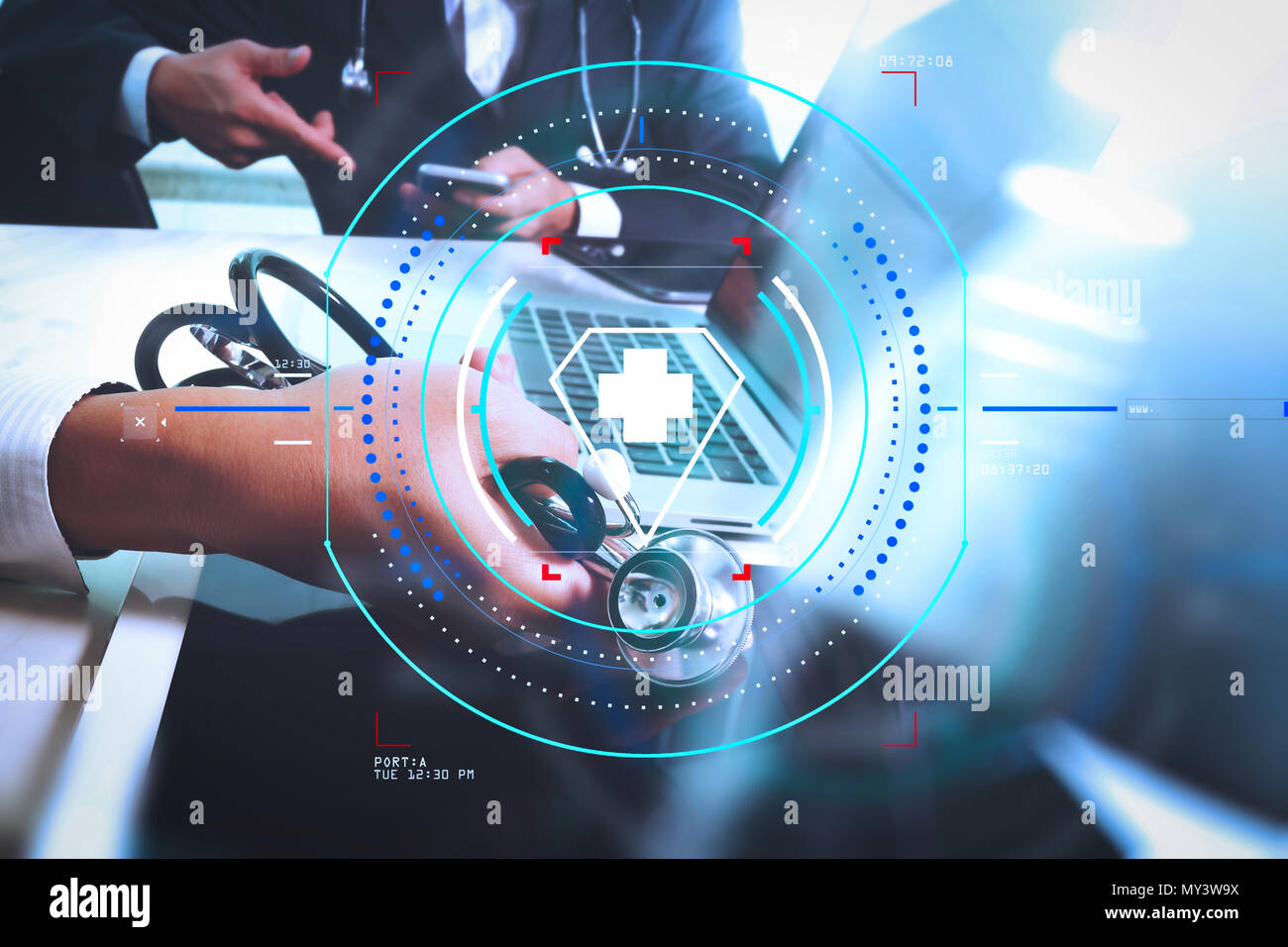 Health care and medical services with circular AR diagram.Medical ...