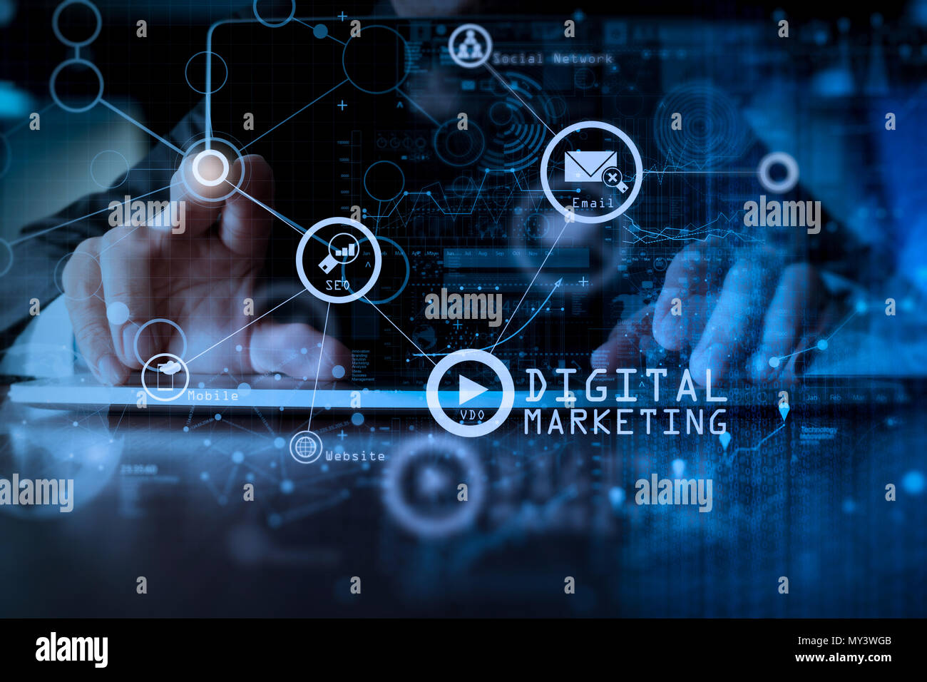 Digital marketing media (website ad, email, social network, SEO, video ...