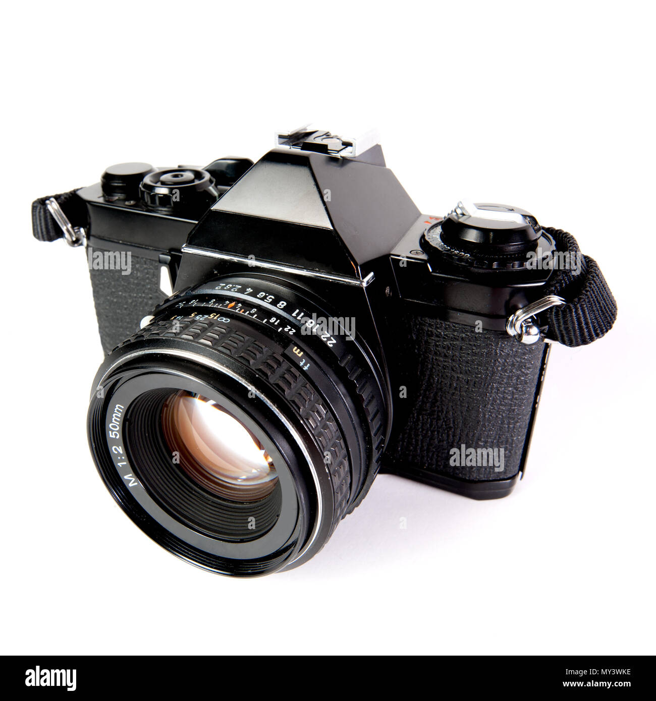 Old SLR Black Camera on White Background Stock Photo - Alamy
