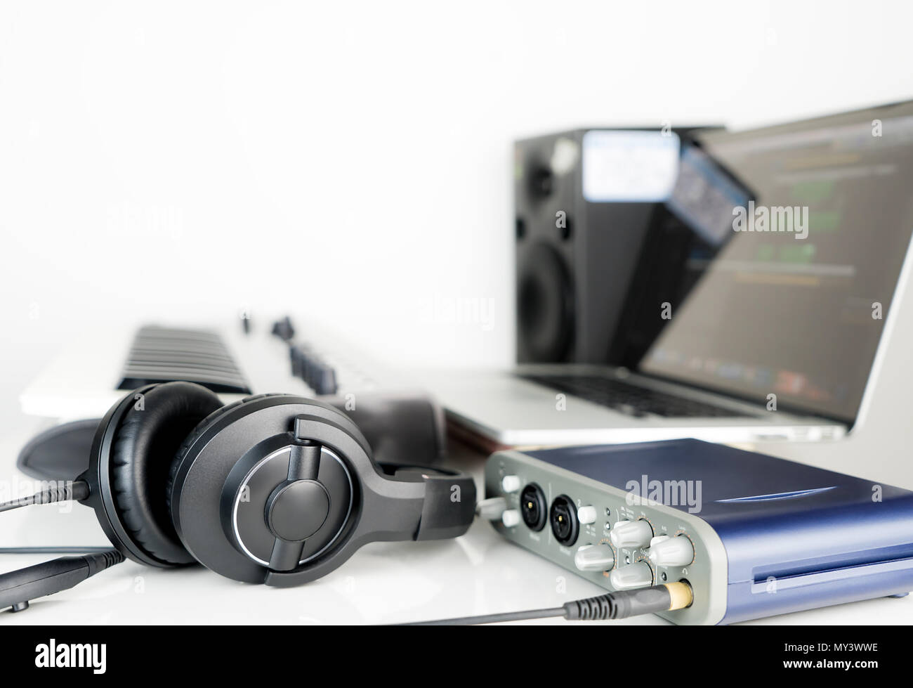 Computer Music home work station on whtie background Stock Photo - Alamy