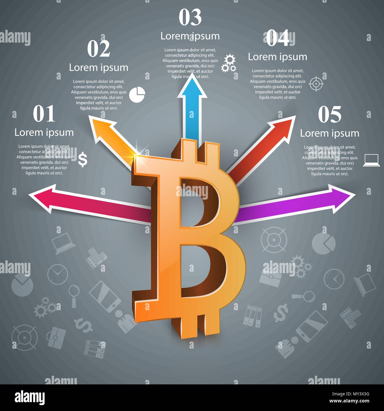 Bitcoin five items paper infographic Stock Vector Image & Art - Alamy