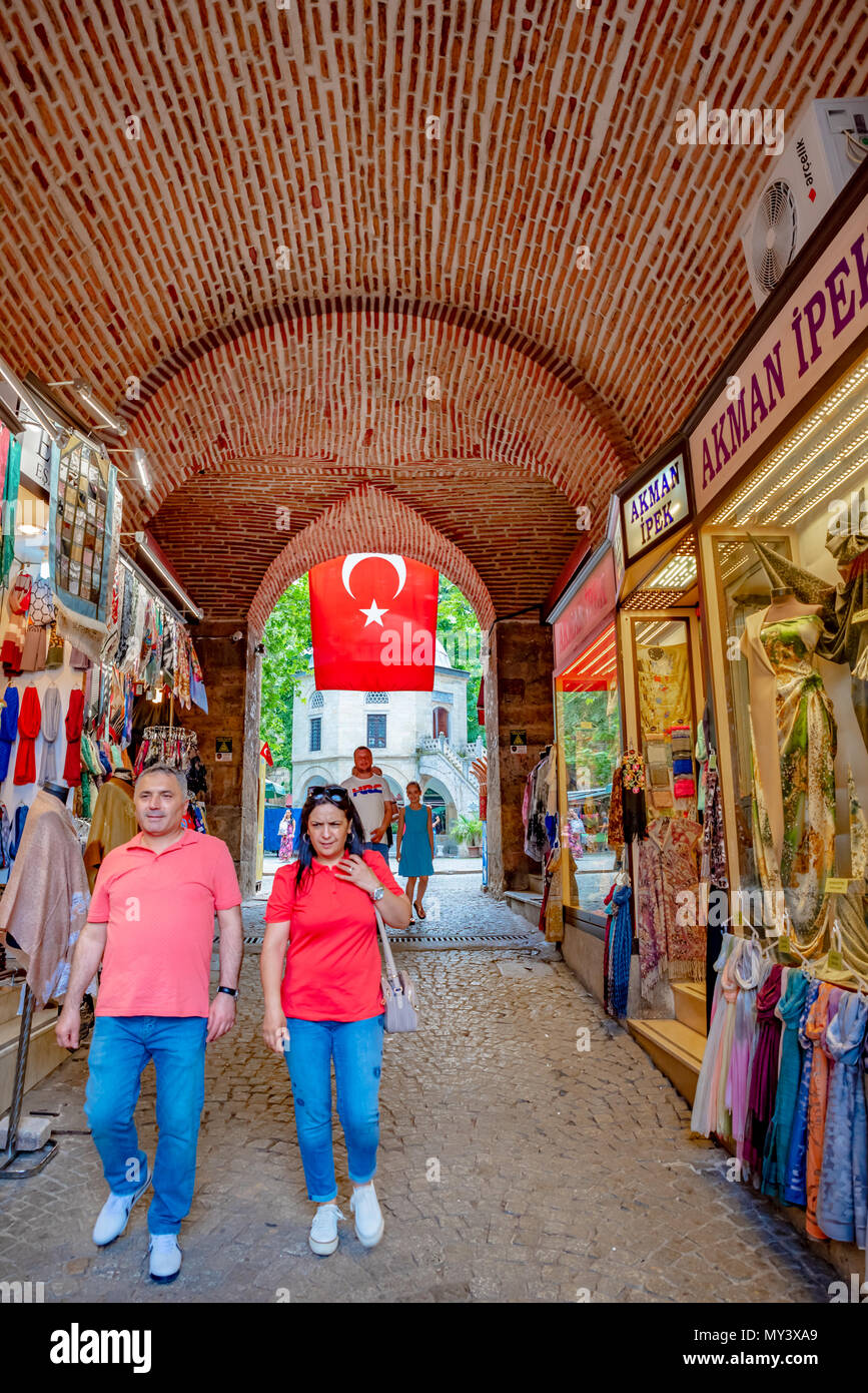 Unidentified people visit and do shopping at historical Koza Han(Silk ...