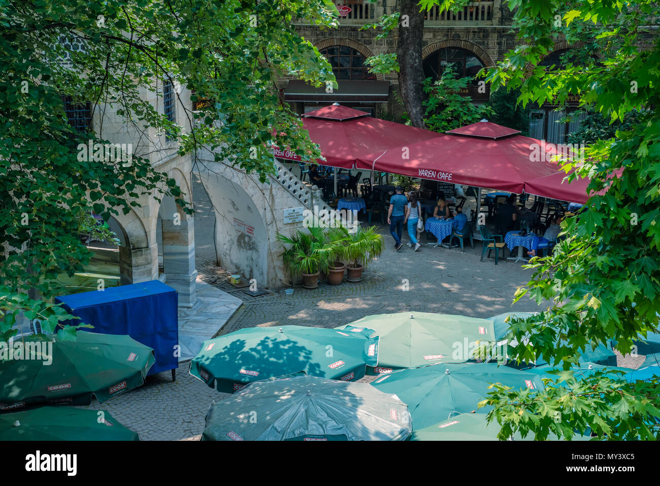 High resolution panoramic view of courtyard of historical Koza Han(Silk ...