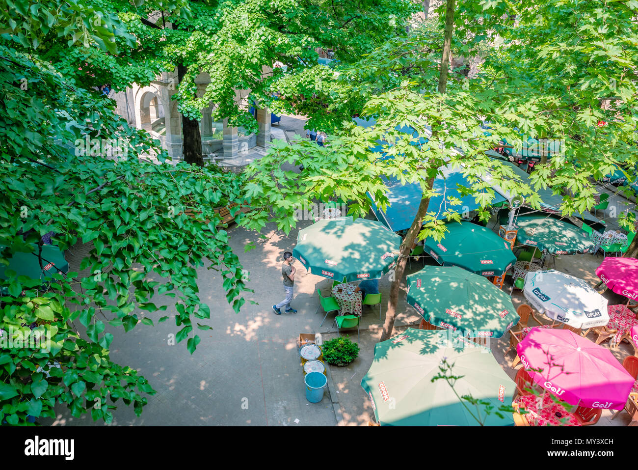 High resolution panoramic view of courtyard of historical Koza Han(Silk ...