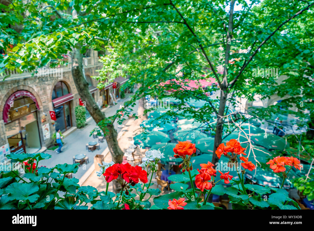 High resolution panoramic view of courtyard of historical Koza Han(Silk ...