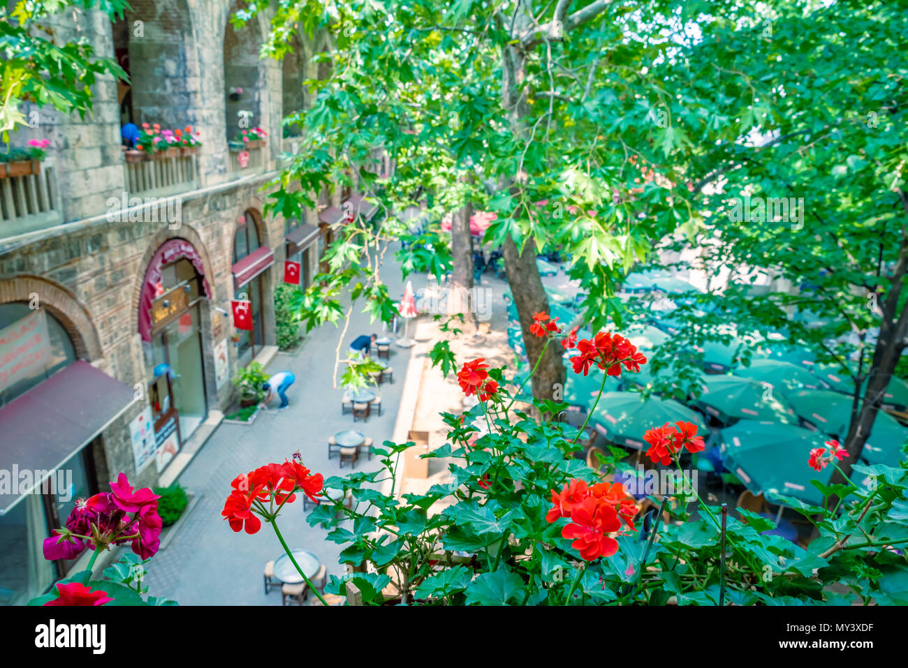 High resolution panoramic view of courtyard of historical Koza Han(Silk ...