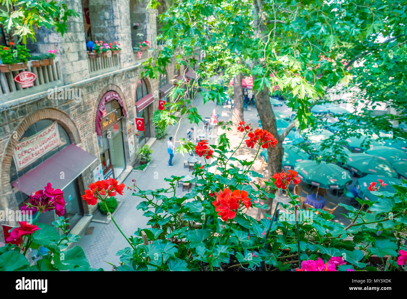 High resolution panoramic view of courtyard of historical Koza Han(Silk ...