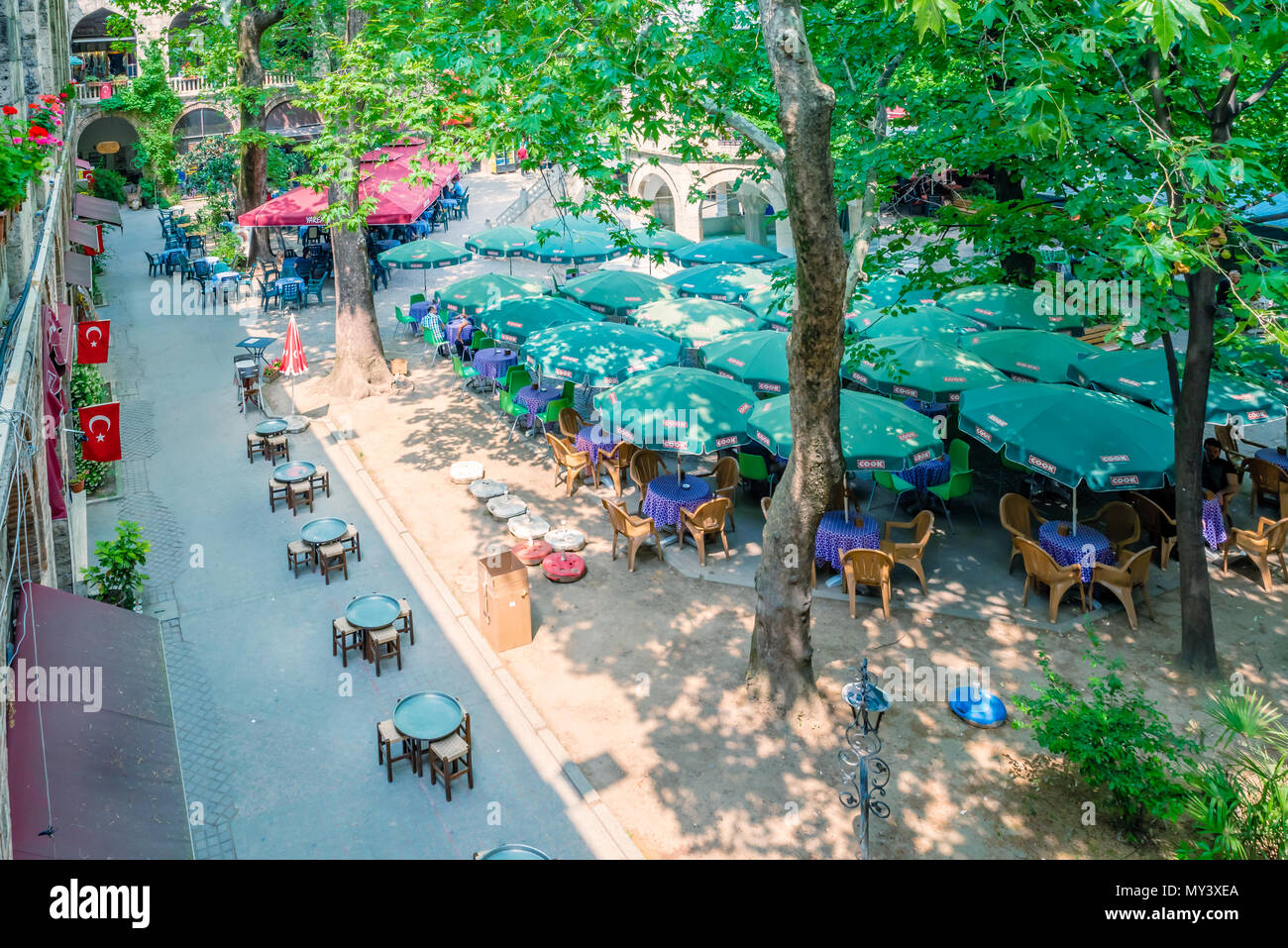 High resolution panoramic view of courtyard of historical Koza Han(Silk ...