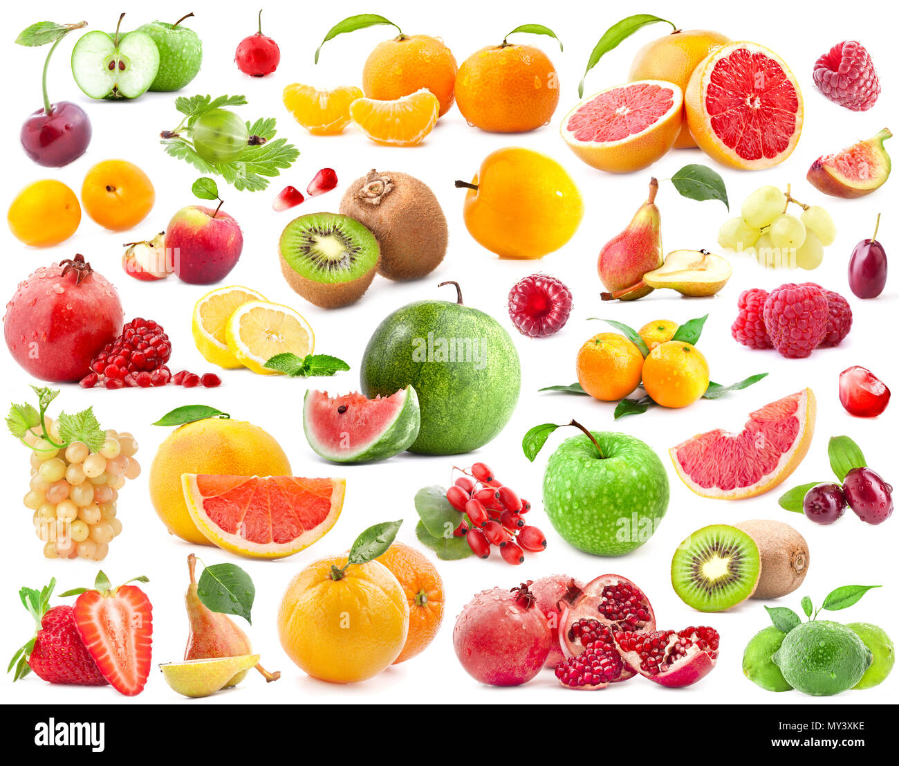 Collection of fruits isolated on white background Stock Photo - Alamy