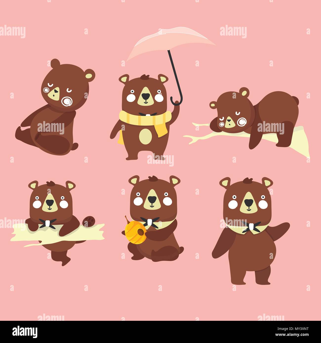 Set of illustrations with bears. Different poses Stock Vector Image ...