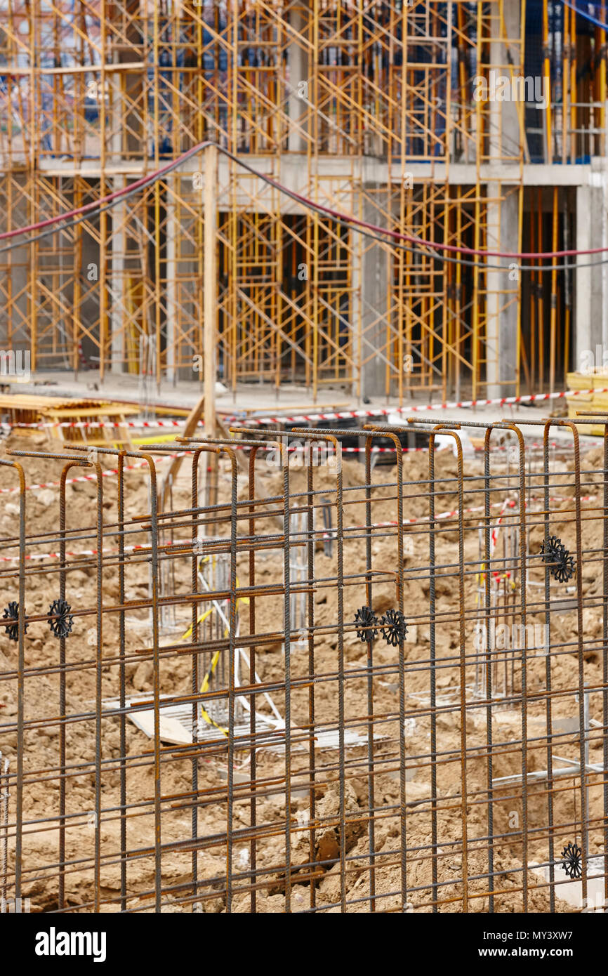 Building under construction. Metallic structure. Architecture. Vertical ...