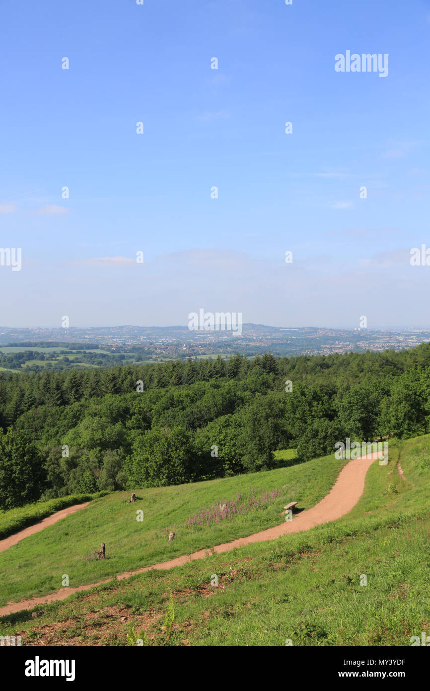 Public path on the Clent hills, Worcestershire, England,UK Stock Photo ...