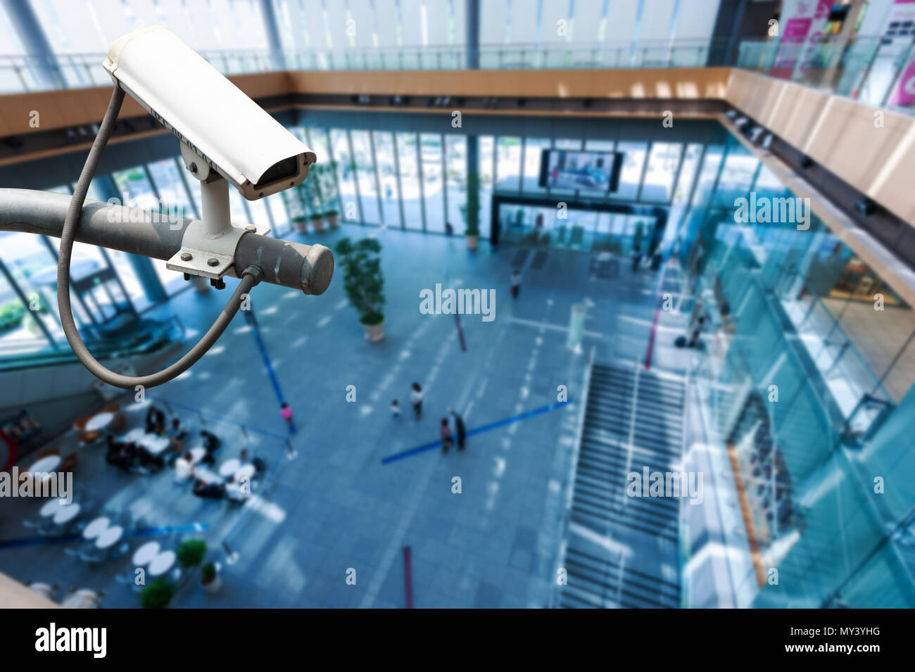 CCTV Camera or surveillance operating on window building Stock Photo ...
