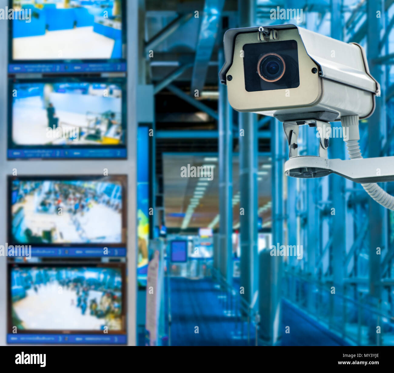 CCTV Camera or surveillance operating with monitor in background Stock ...